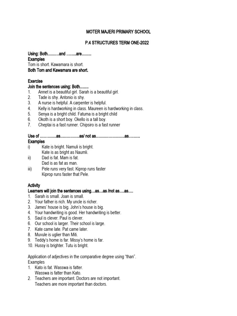 Conjunctions and Sentence Structures P4 | PDF