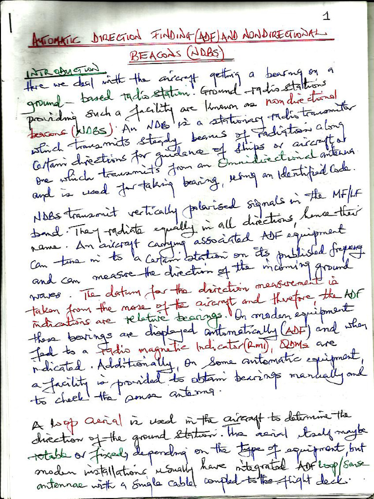 Automatic Direction Finding (ADF) and Non Directional Beacon | PDF