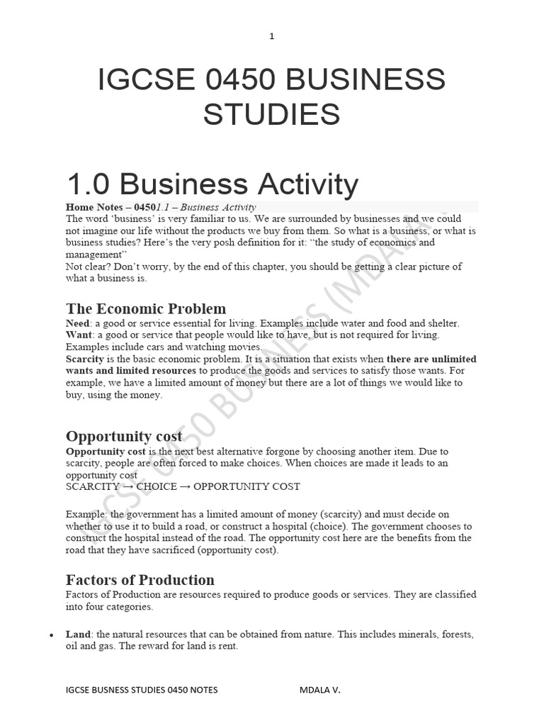 Igcse 0450 Business Studies | PDF | Franchising | Business