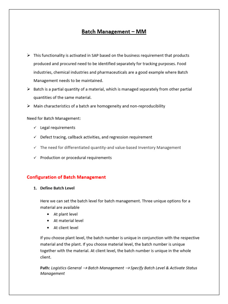 SAP S - 4HANA MM - Batch Management | PDF | Logistics | Shelf Life