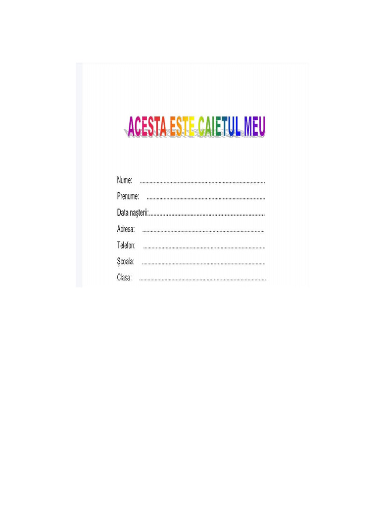 Caietul Elevului Cu CES | PDF