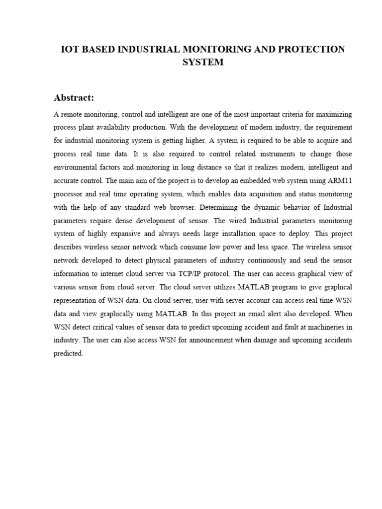 B10 IOT Based Industrial Monitoring and Protection System | PDF ...