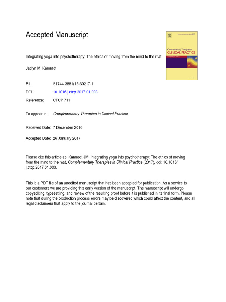 J CTCP 2017 01 003 | PDF | Psychotherapy | Psychologist