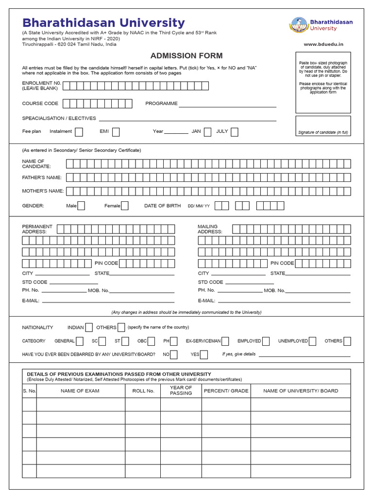 Admission Form | PDF