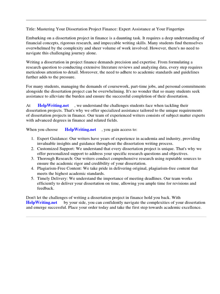 Dissertation Project Finance | PDF | Investing | Foreign Direct Investment