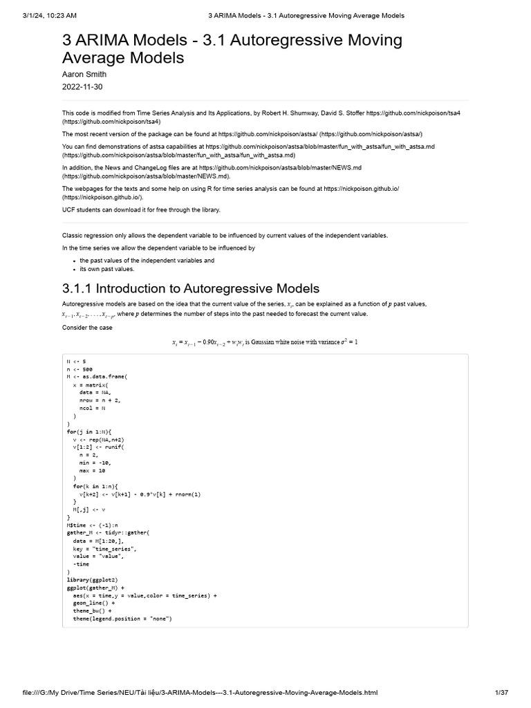 3 ARIMA Models - 3.1 Autoregressive Moving Average Models | PDF | Autoregressive Model ...