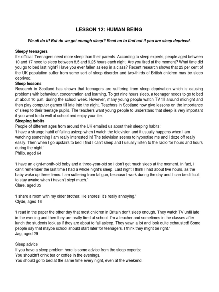 Handout L12 Speaking In PDF Sleep Sleep Deprivation