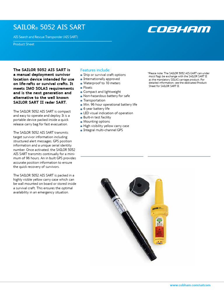 Sailor 5052 AIS SART | PDF | Wireless | Telecommunications Engineering