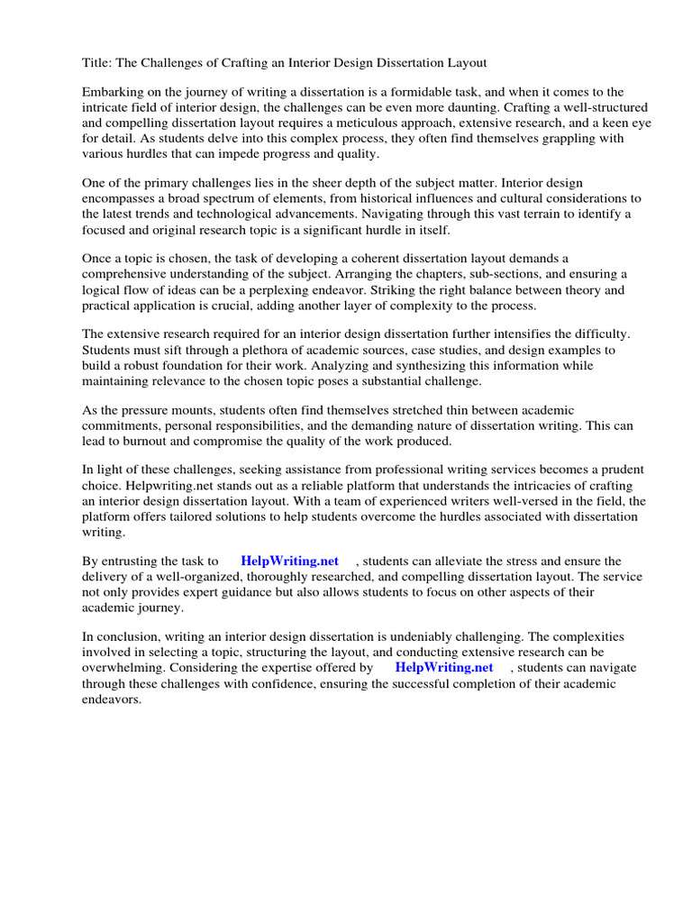 Interior Design Dissertation Layout | PDF | Thesis | Page Layout