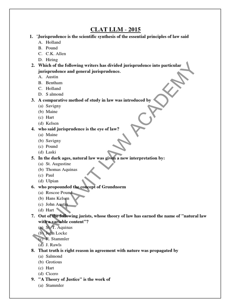 Clat LLM 2015 | PDF | Jurisprudence | Precedent