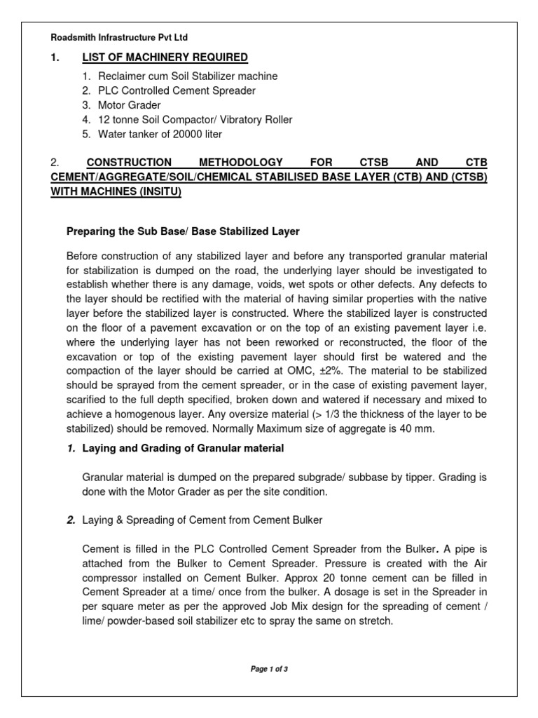 CTSB and CTB Construction Methodology | PDF | Road Surface | Materials