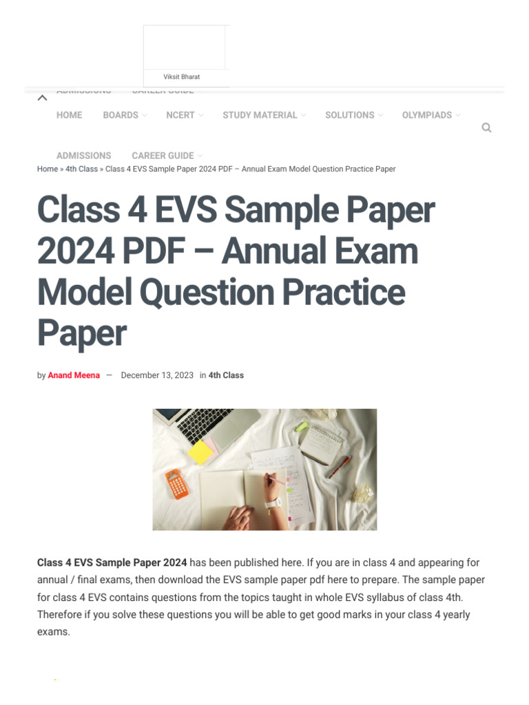 Class 4 EVS Annual Exam Paper 2024 | PDF | Qualifications | Schools