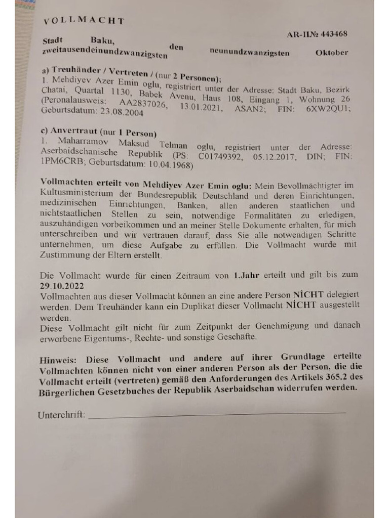 Vollmacht Muster Behrde