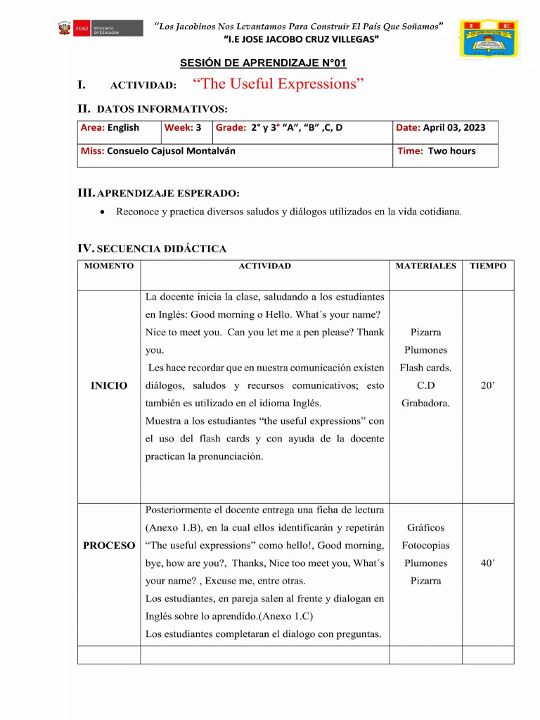 PDF Sesion de Aprendizaje N Saludospdf - Compress | PDF