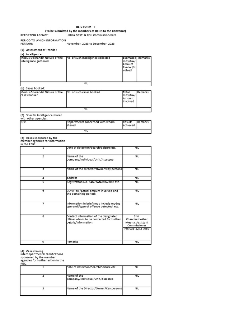 REIC Form-I II | PDF | Taxes | Government