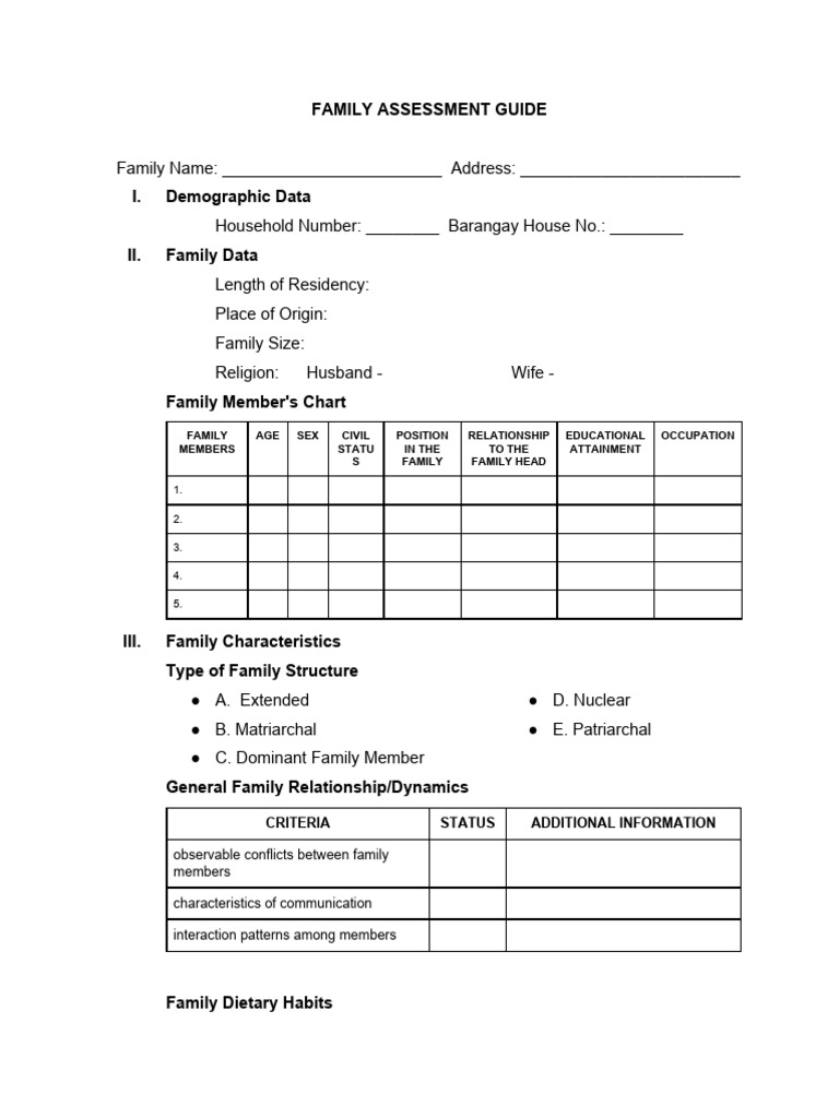 Family Assessment Guide for CHNs | PDF | Physical Examination | Nursing