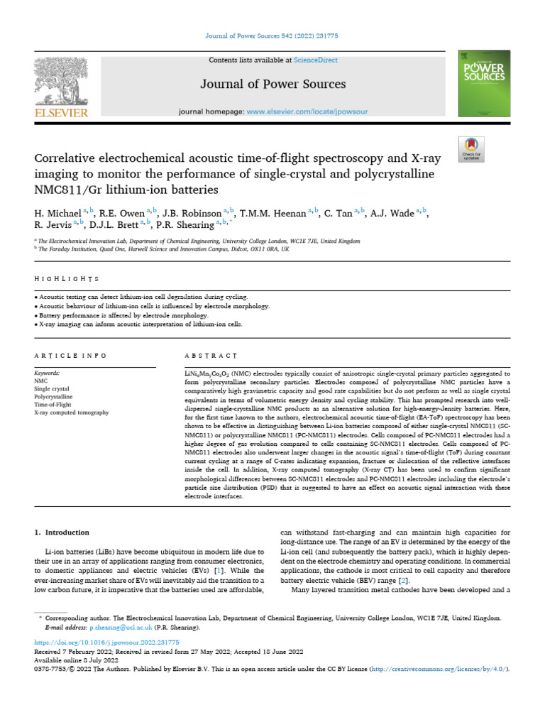 Correlative Electrochemical Acoustic Time-Of-Flight Spectroscopy and X ...