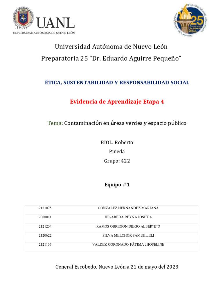 Equipo1 EV4 ESyRS | PDF | Contaminación | Residuos
