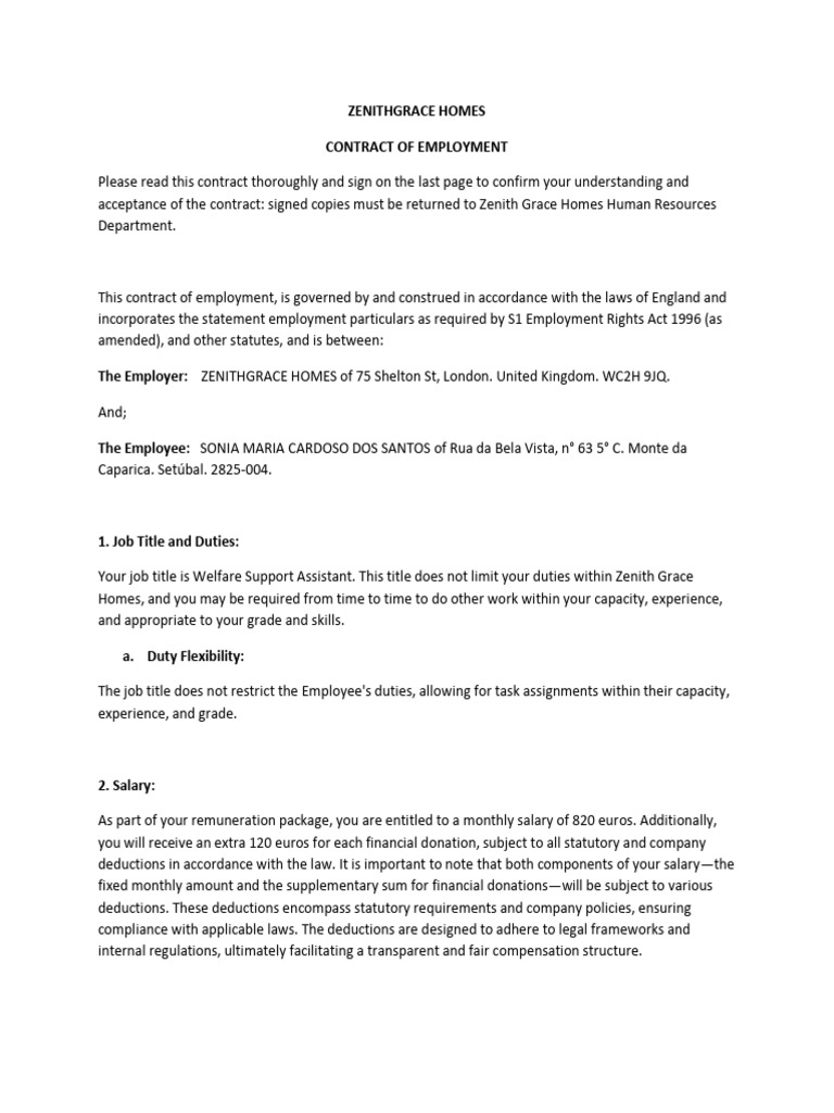 ZenithGrace Contract Form - Cópia | PDF | Employment | Intellectual Property