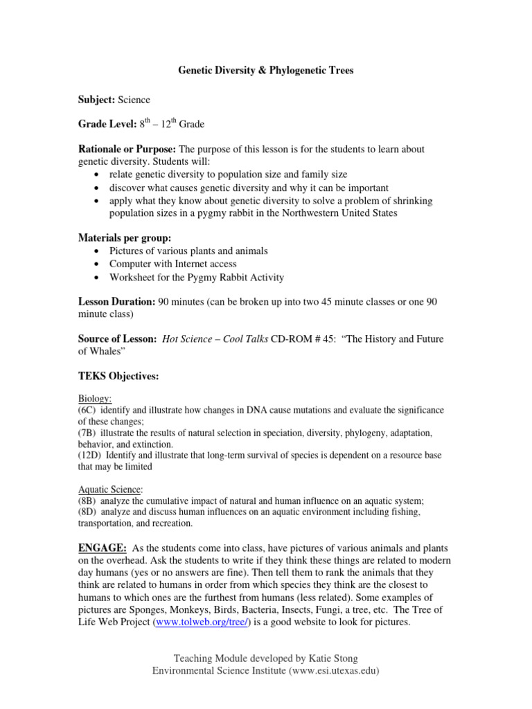 045 Lesson Plan Genetic Diversities | PDF | Genetic Code | Homo