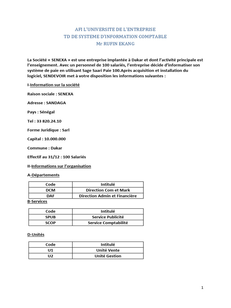 Système de Paie de SENEXA à Dakar | PDF | Salaires | Business