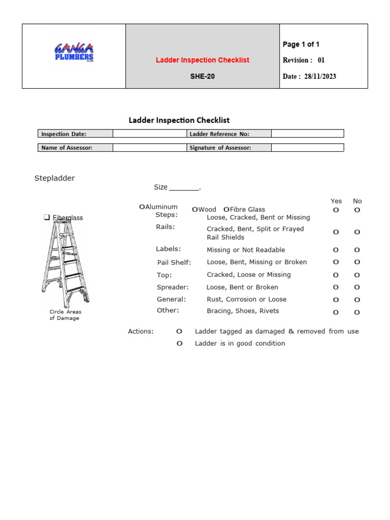 SHE-20 Ladder_Inspection_Form | PDF