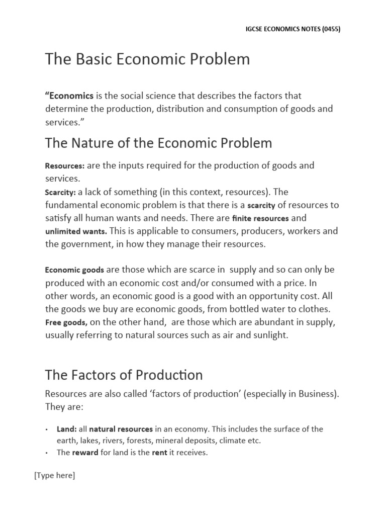 Economics Igcse All Notes Word Pdf Demand Elasticity Economics