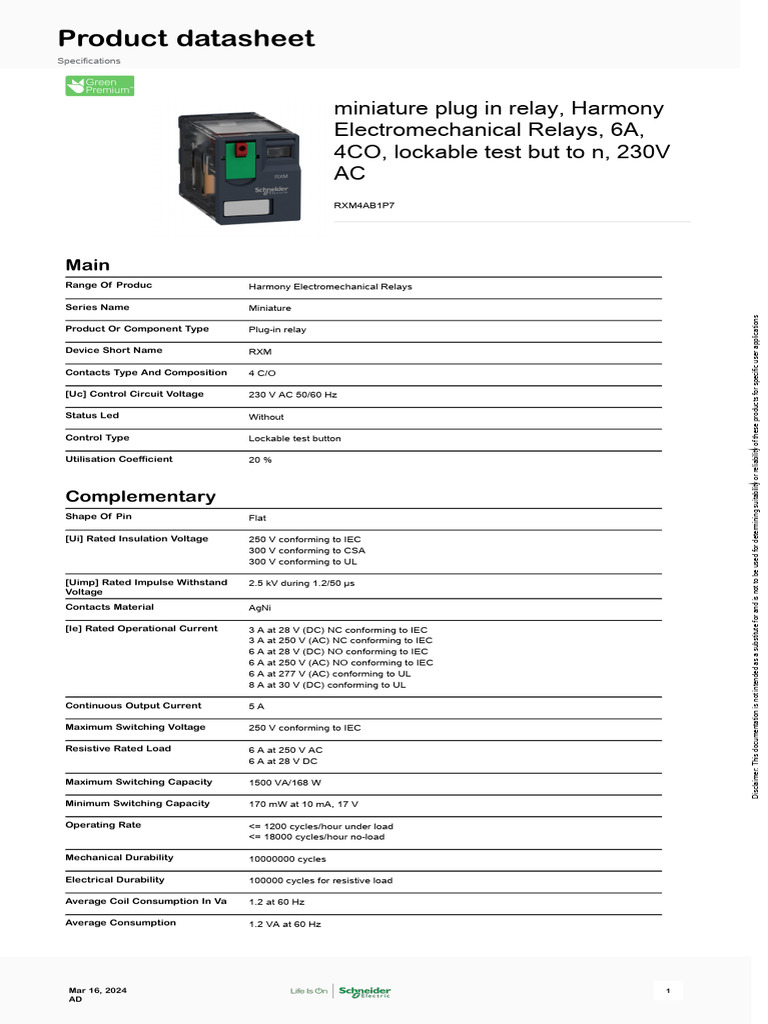 RXM4AB1P7 | PDF | Relay | Alternating Current