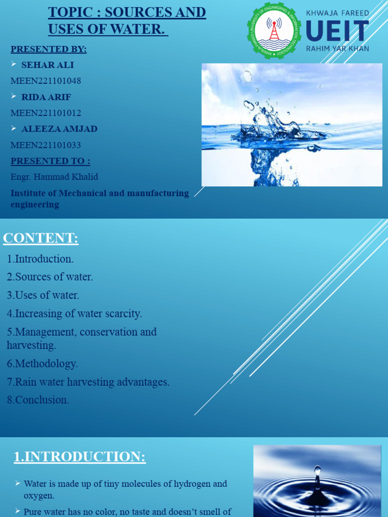 Sources and Uses of Water Overview | PDF | Water | Fresh Water