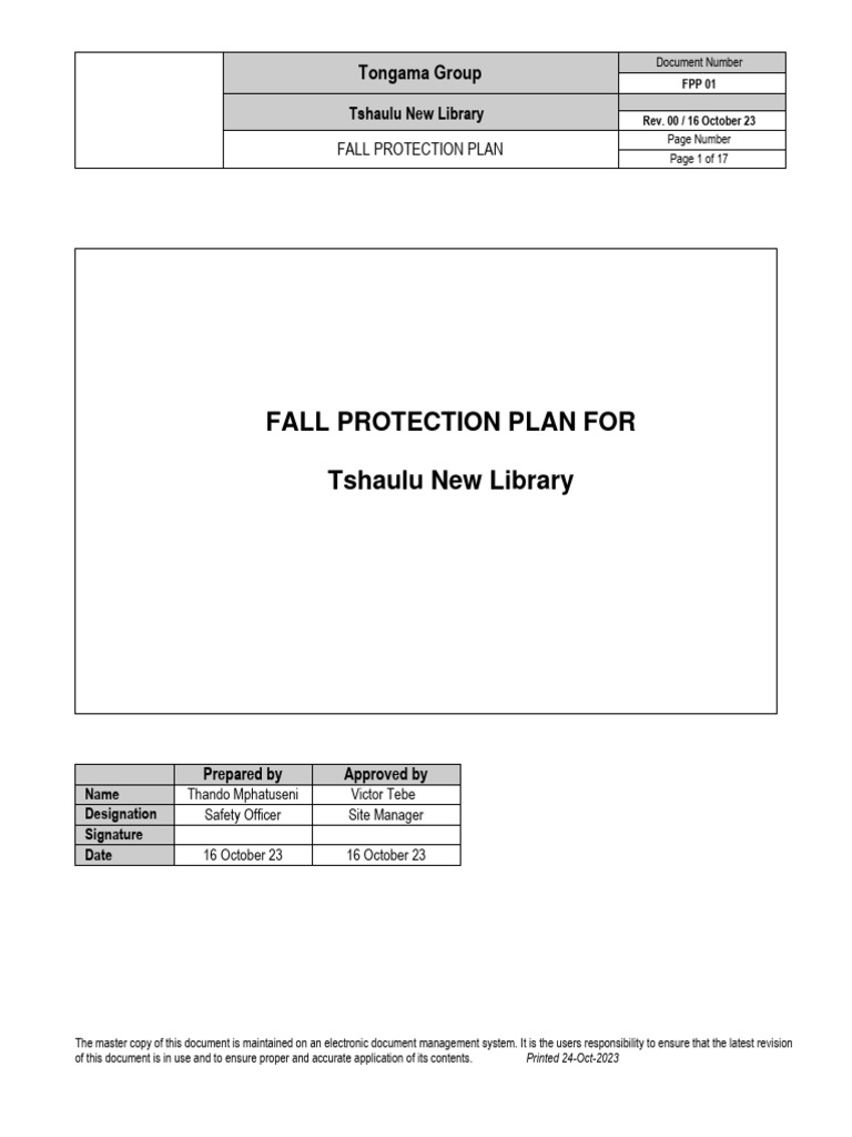 Fall Protection Plan (Rev 00) | PDF
