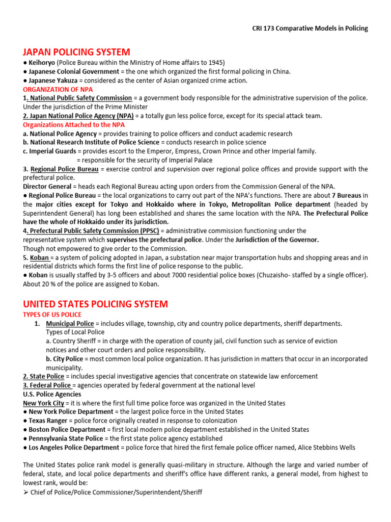 Cri 173 Handouts p2 p3 | PDF | Police | Extradition