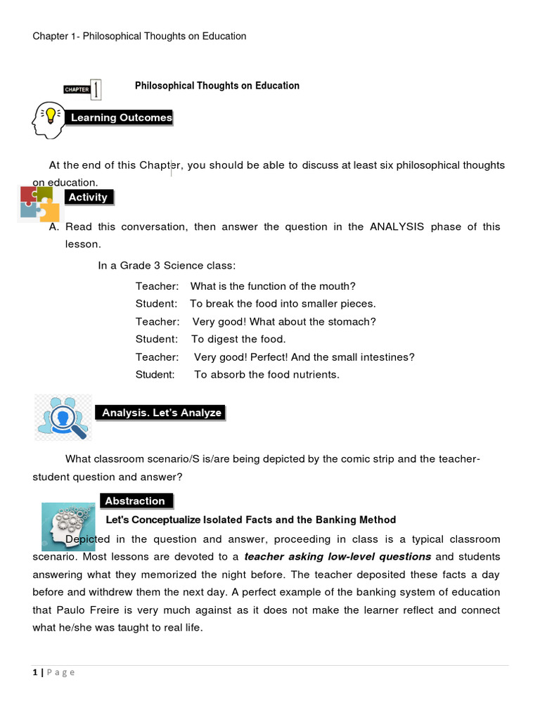 Chapter-1-Philosophical-Thoughts-in-Education.edited | PDF | Pedagogy | Learning
