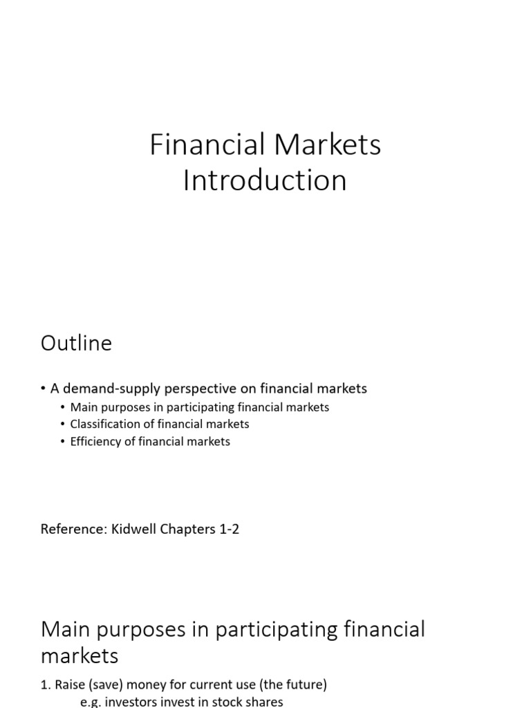 EFB201 Introduction To Financial Markets Slides | PDF | Financial ...
