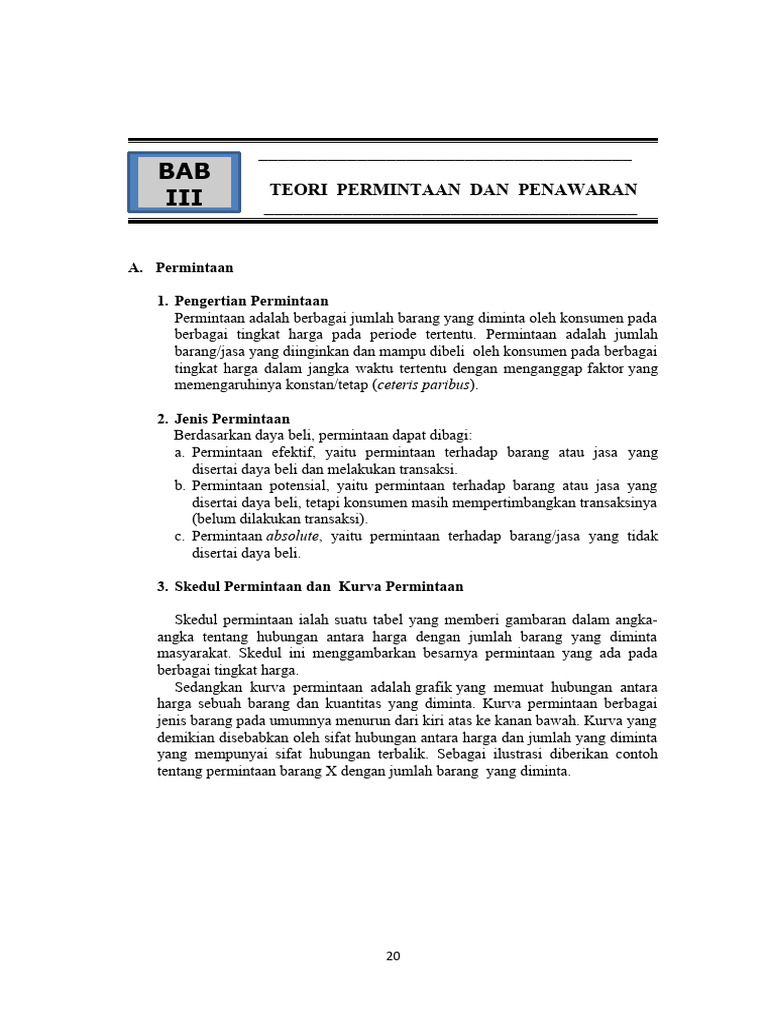 Teori Permintaan dan Penawaran Dasar | PDF