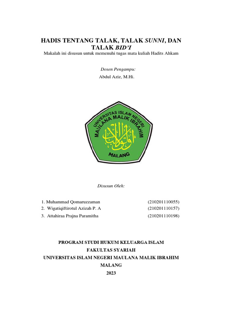 Hadis dan Talak dalam Islam | PDF