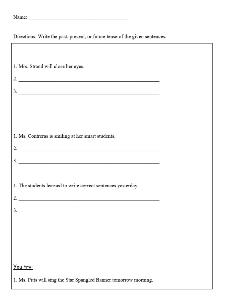 Verb Tense Lesson Assessment | PDF