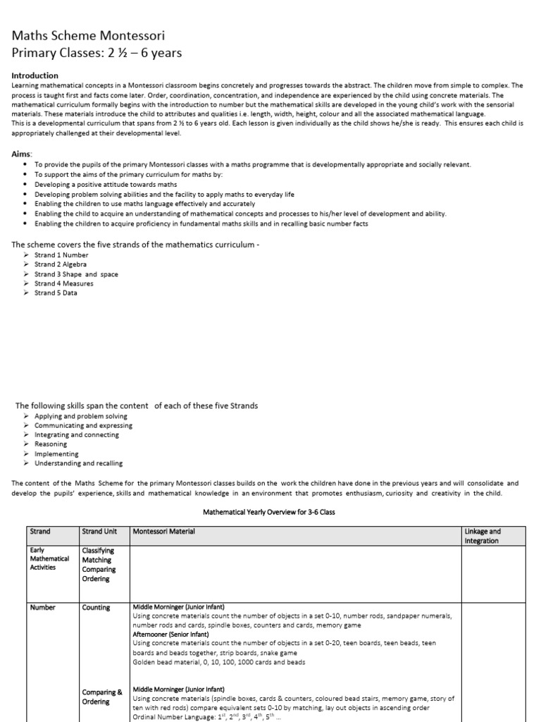 Montessori Maths Curriculum for Ages 2.5-6 | PDF | Shape | Mathematics