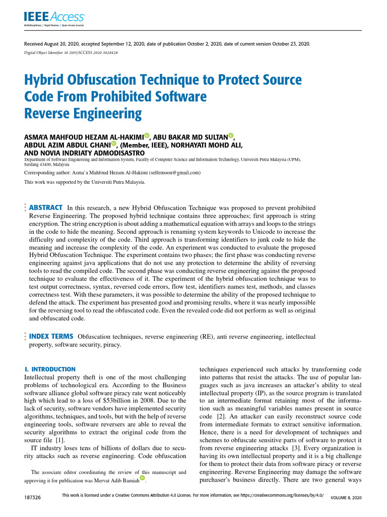 Hybrid Obfuscation Technique To Protect Source Code From Prohibited ... Hybrid Obfuscation Technique To Protect Source Code From Prohibited ...