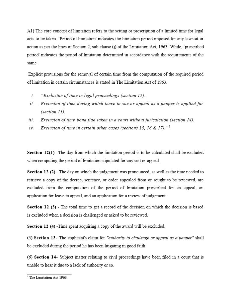 The Core Concept of Limitation Refers To The Setting or Prescription of ...