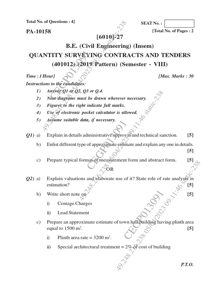 Feb - 2023 Insem Sppu QSCT | PDF