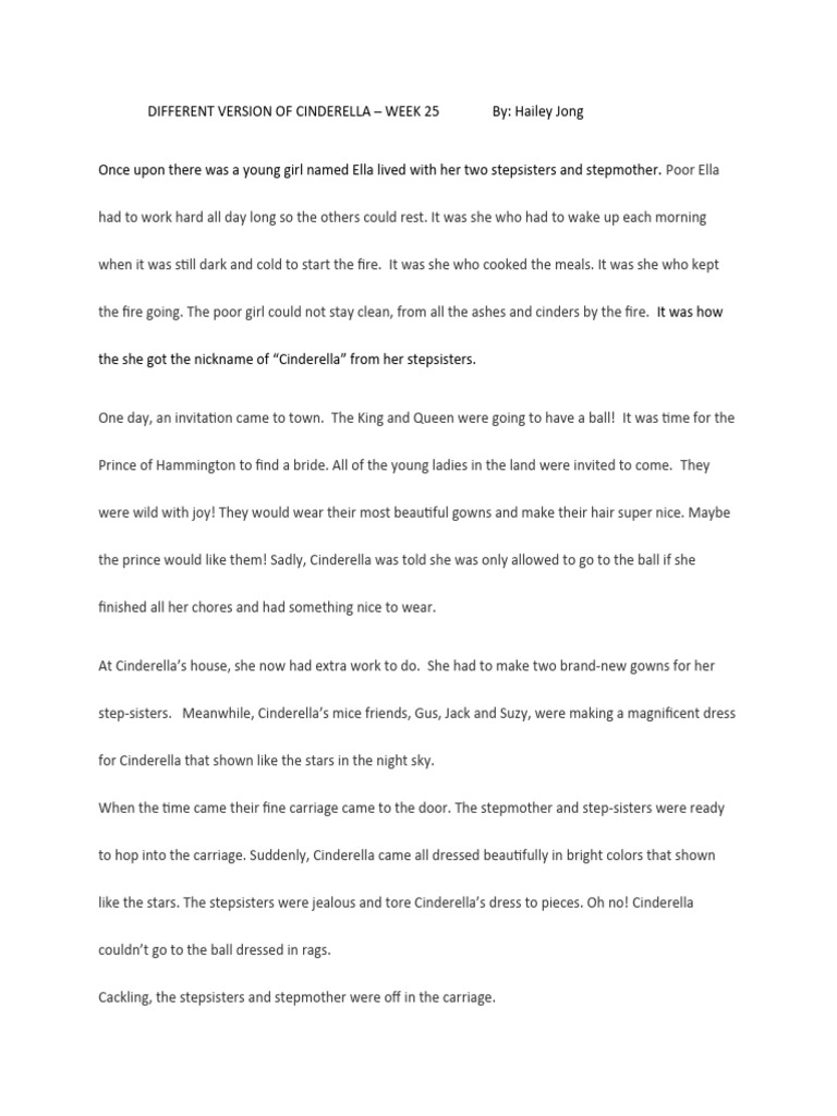 Different Version Of Cinderella Pdf Cinderella European Fairy Tales