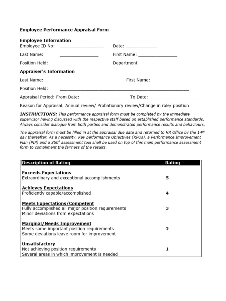 Employee Performance Appraisal Form Nov 2020 | PDF | Performance Appraisal | Knowledge
