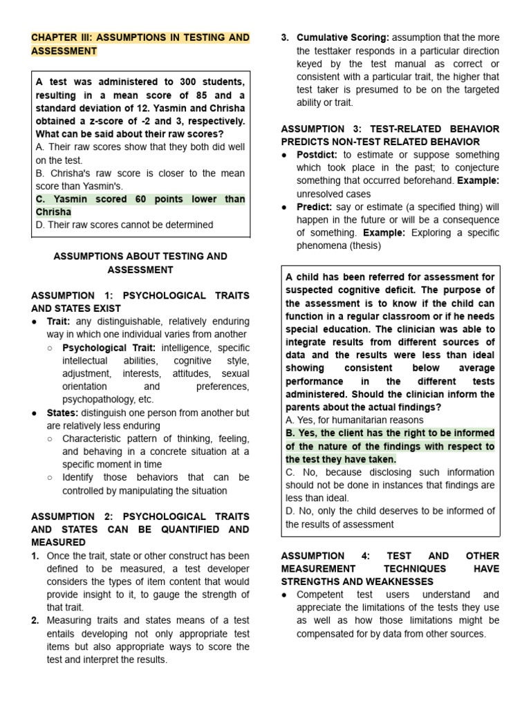 Psychological Assessment (CHAPTERS 3-5) | PDF | Validity (Statistics) | Sampling (Statistics)