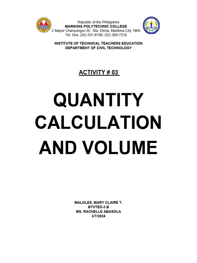Quantity Calculation and Volume | PDF | Mortar (Masonry) | Brick
