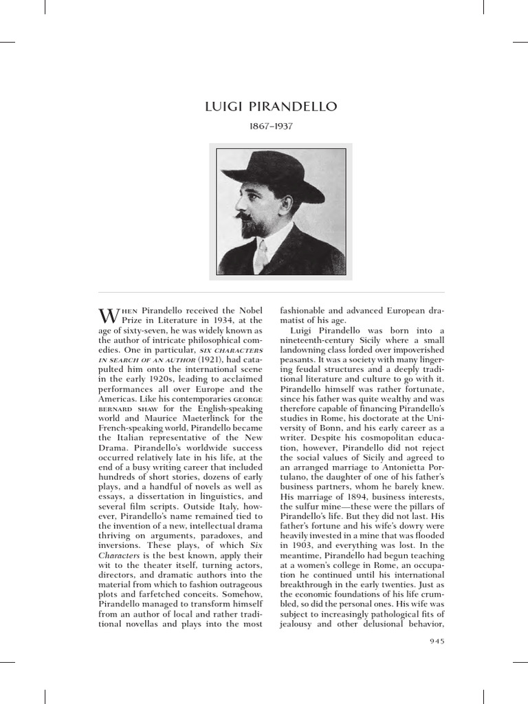 Pirandello's Six Characters Explored | PDF | Fascism | Theatre