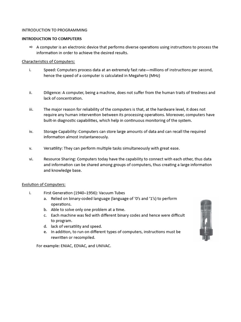 Introduction to programming notes | PDF | Computer Data Storage | Byte Introduction to programming notes | PDF | Computer Data Storage | Byte