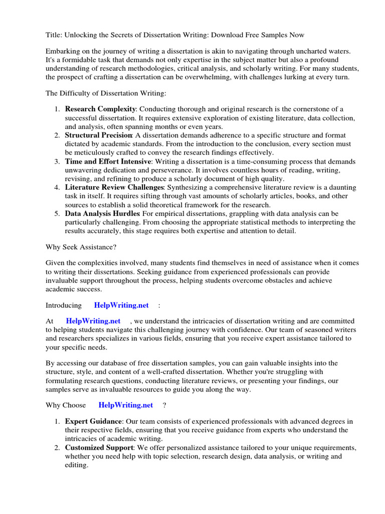 Free Dissertation Sample | PDF | Thesis | Linguistics