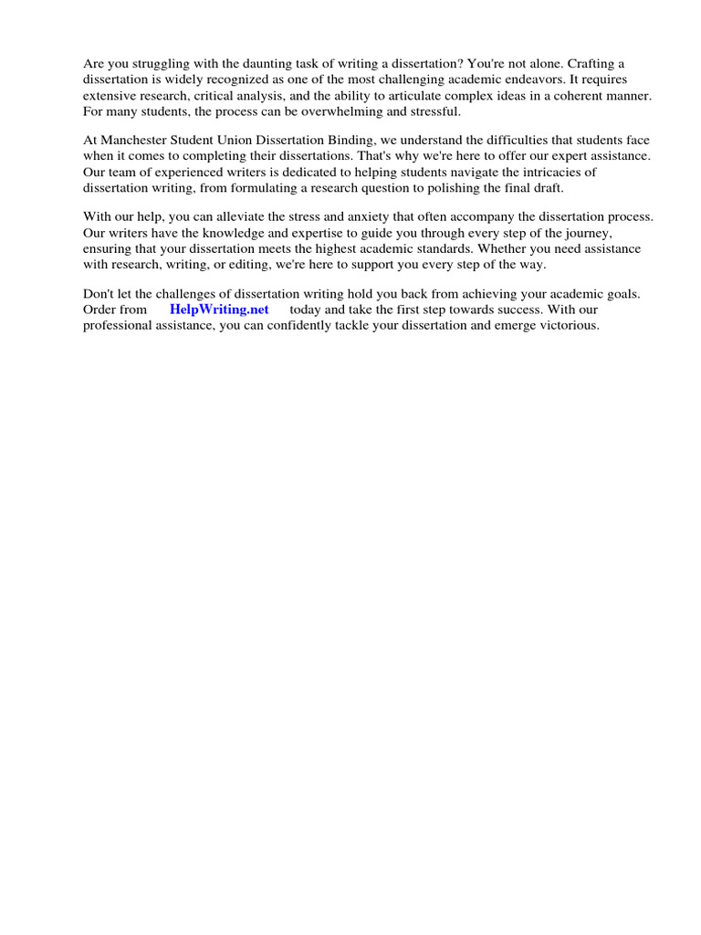 Manchester Student Union Dissertation Binding | PDF