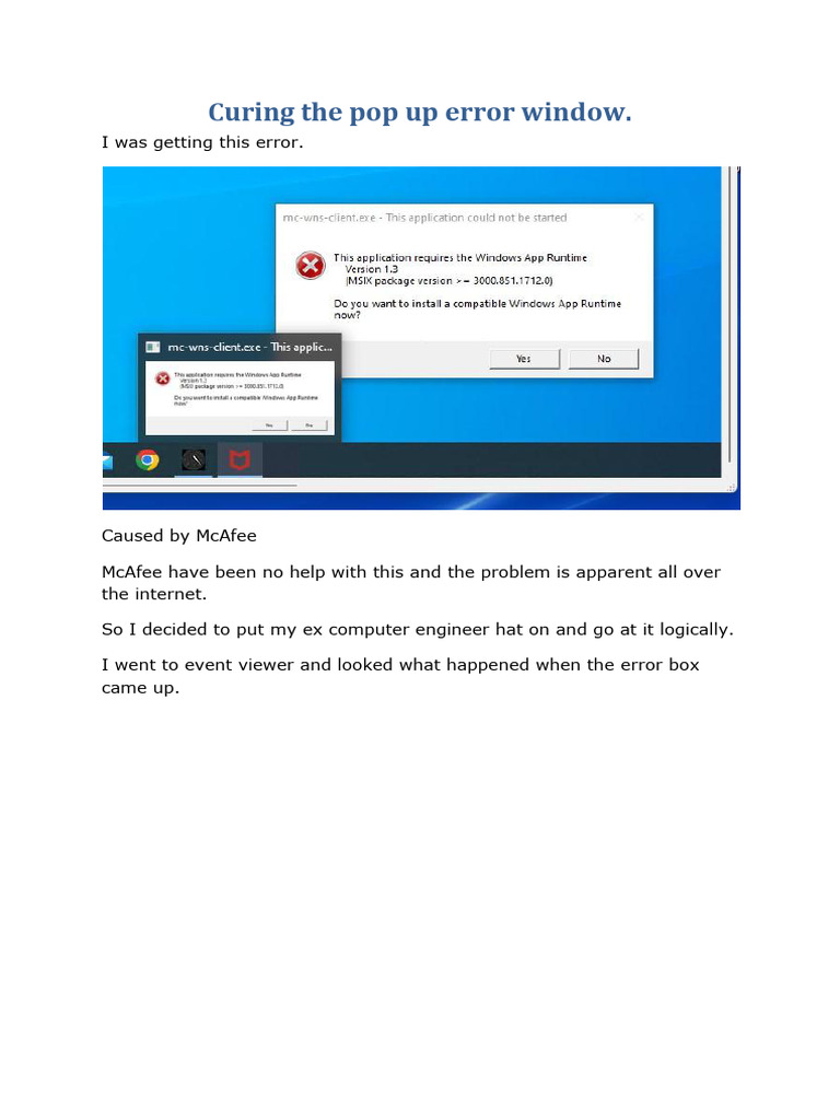 Curing The Pop Up Error Window | PDF