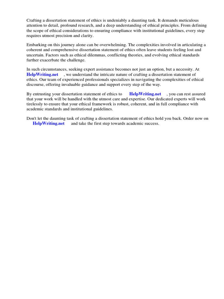 Dissertation Statement of Ethics | Download Free PDF | Business Ethics ...